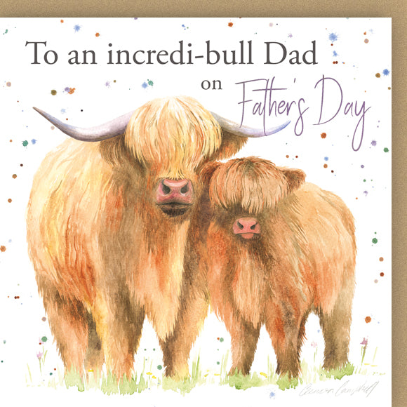 Highland Cow Incredi-bull Father's Day Card| The Arty Penguin